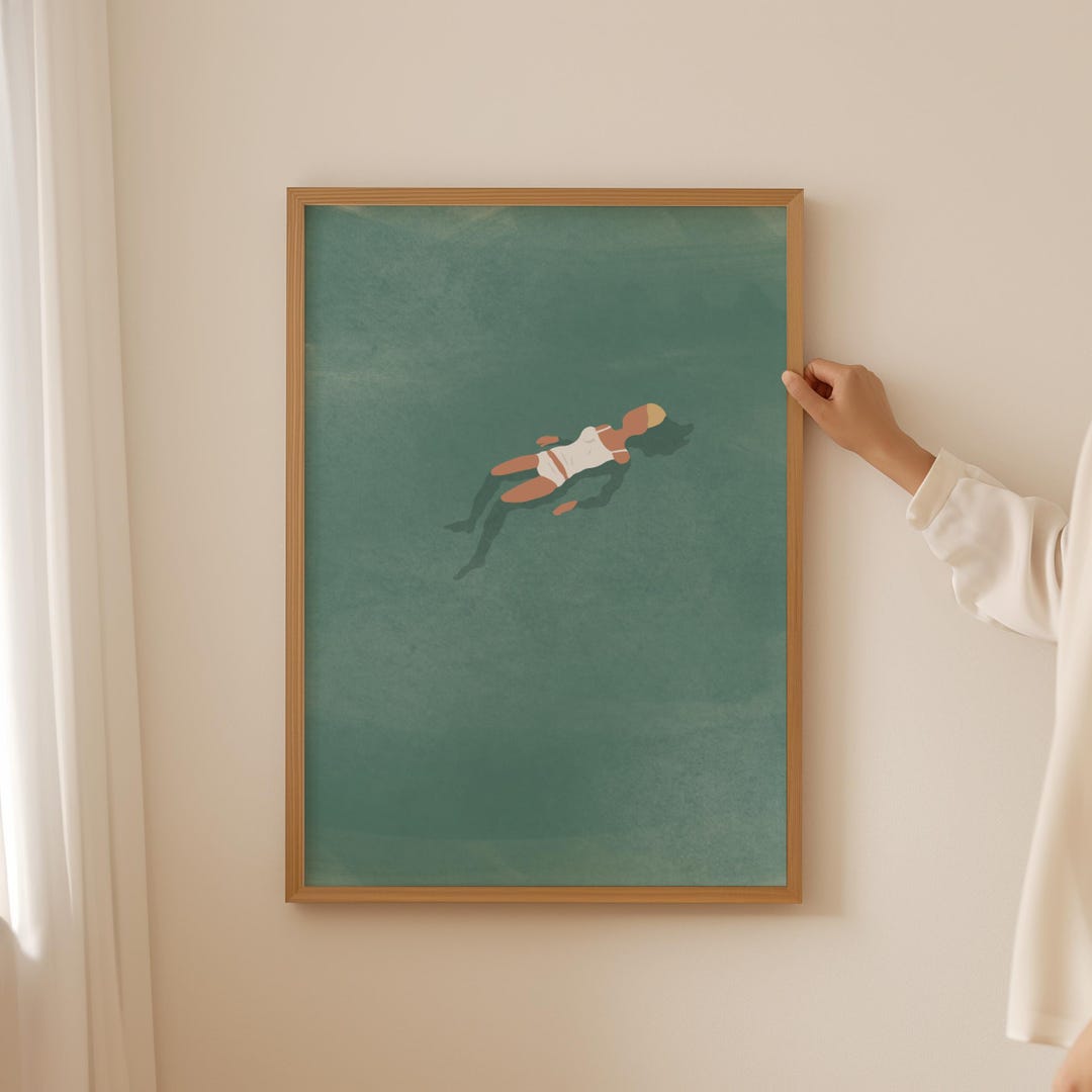 Girl Floating in Pool Print | Swimming Pool Wall Art | Pool House Decor ...