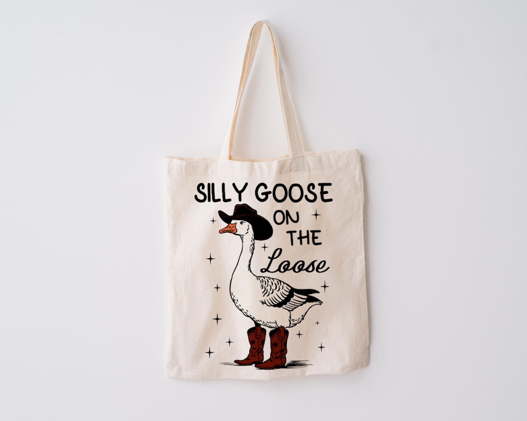 Silly Goose Cowboy Retro Western Tote Bag | Everyday Cute Tote Bag Gift ...