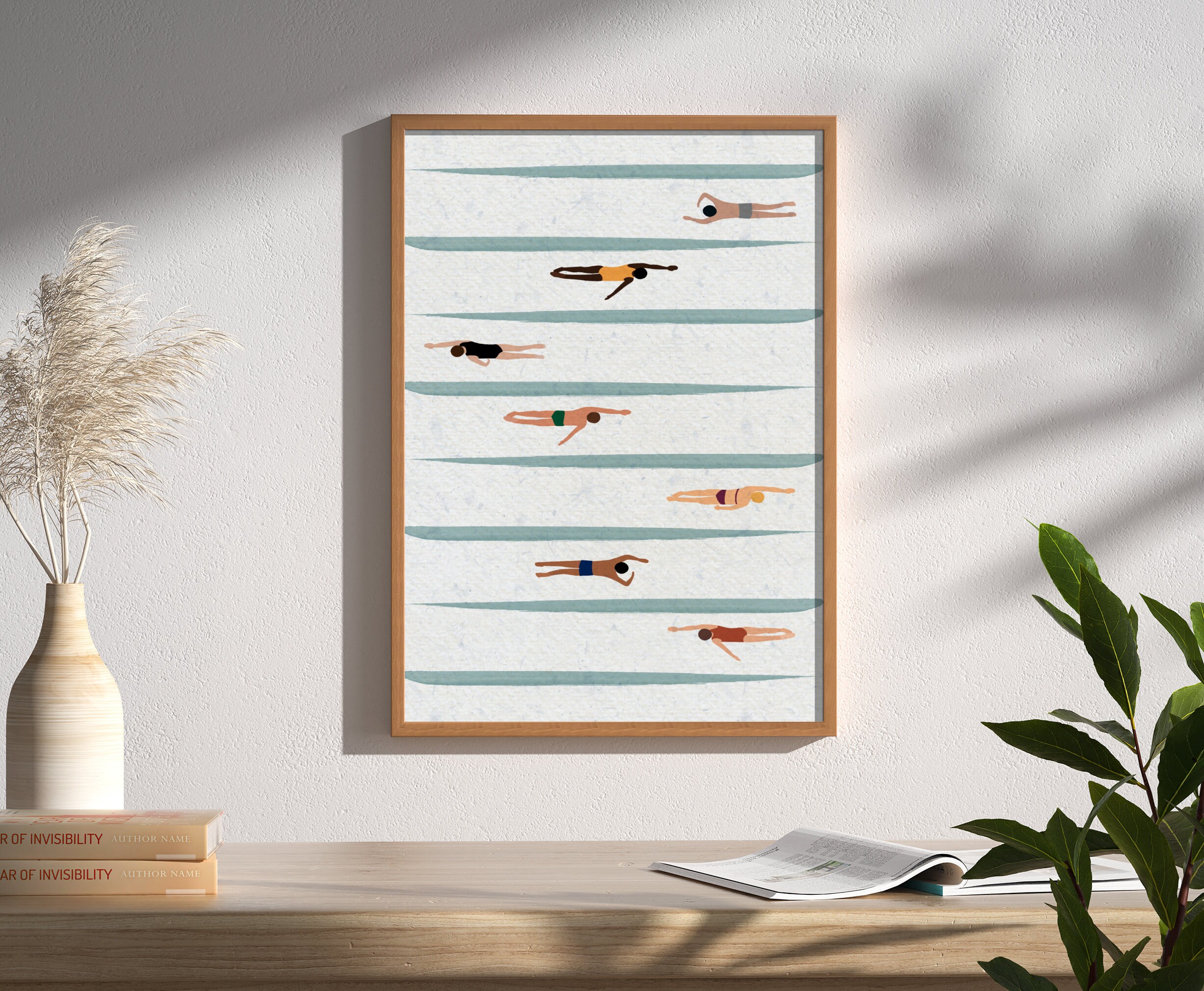 Tiny Swimmers Art Swimming Pool Print Summer Poster - Etsy UK
