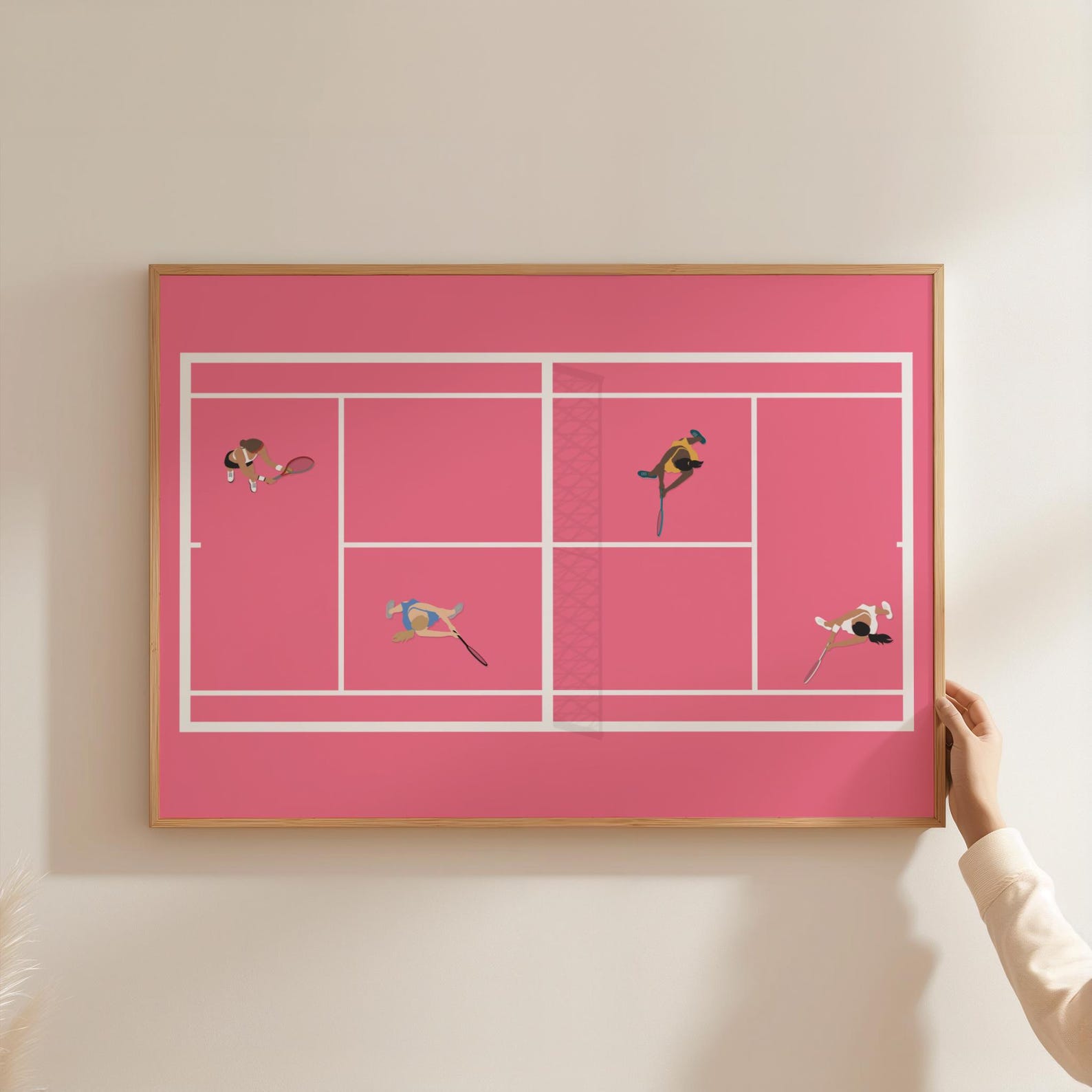 Pink Tennis Court Print | Retro Cute Tennis Art | Gift for Tennis ...