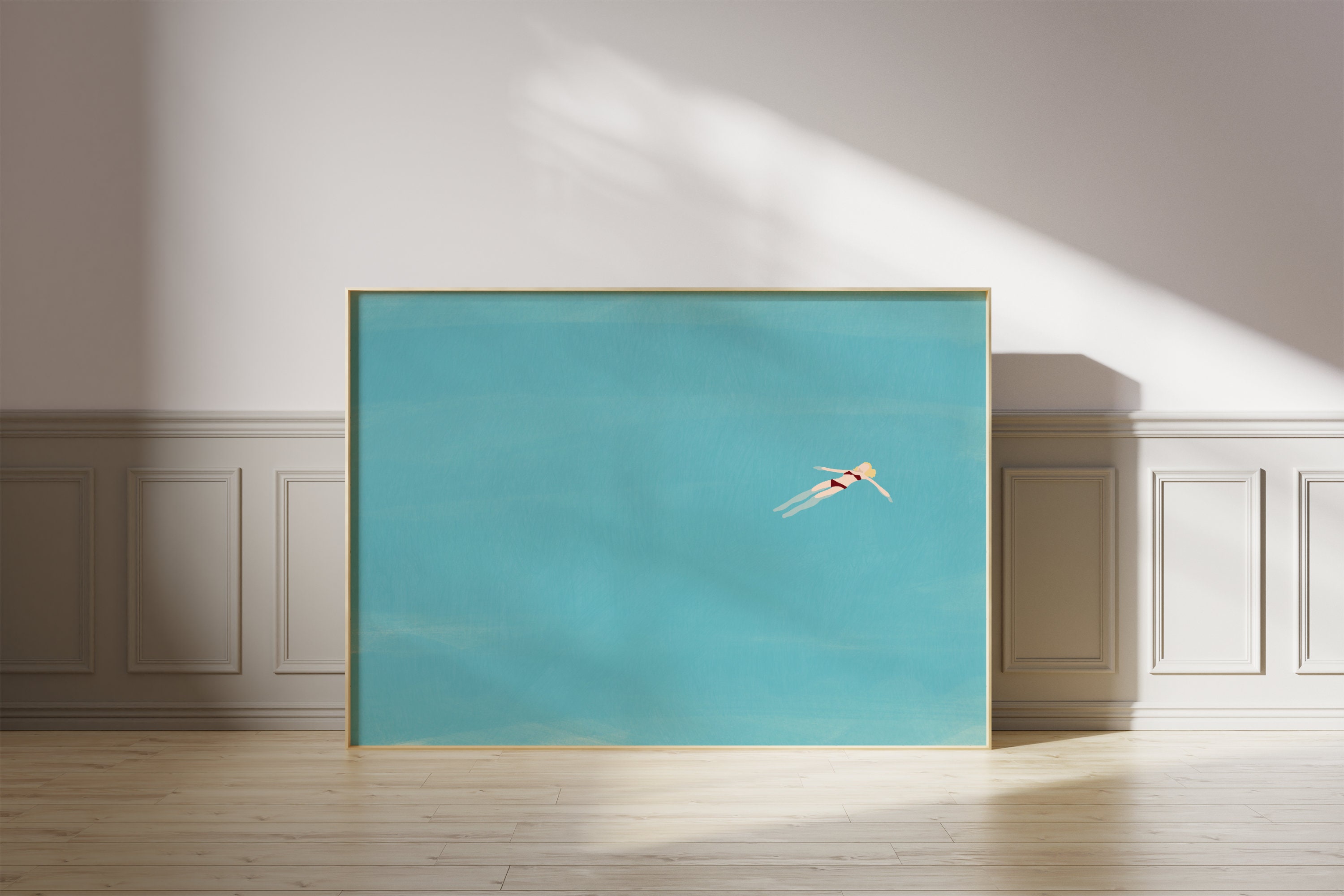 Blonde Girl Floating in Pool | Horizontal Swimming Wall Art ...