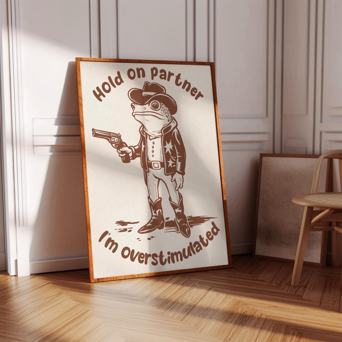 Funny Overstimulated Cowboy Frog Print Cute Animal Poster Dark Humor ...