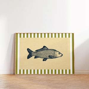 Vintage Fish Print | Antique Unique Wall Art Animal Poster | Horizontal ...