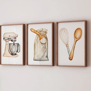 Set of 6 Baking Kitchen Prints | Cute Kitchen Decor | Pantry Wall Decor ...