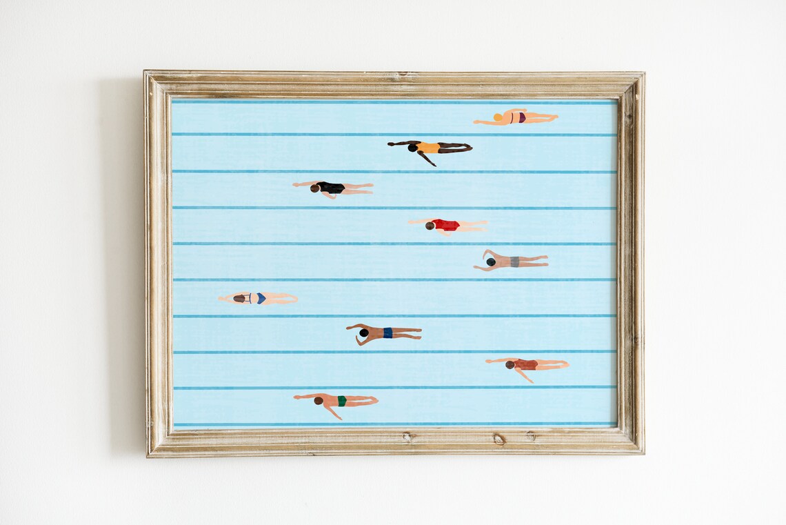 People Swimming in the Pool Pool Art Digital Download - Etsy