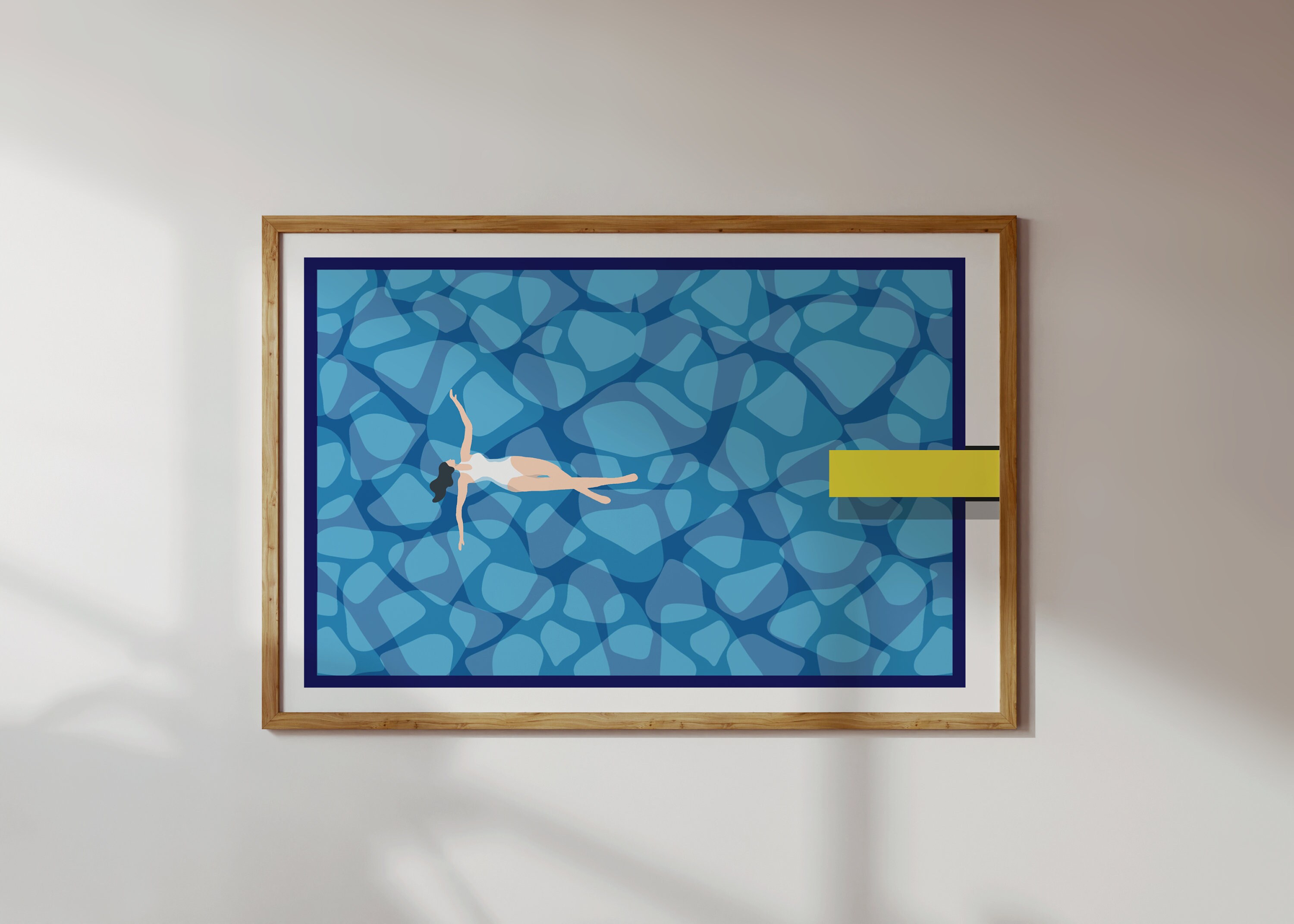 Woman Floating in Pool Art | Swimming Pool Print | Summer Poster ...