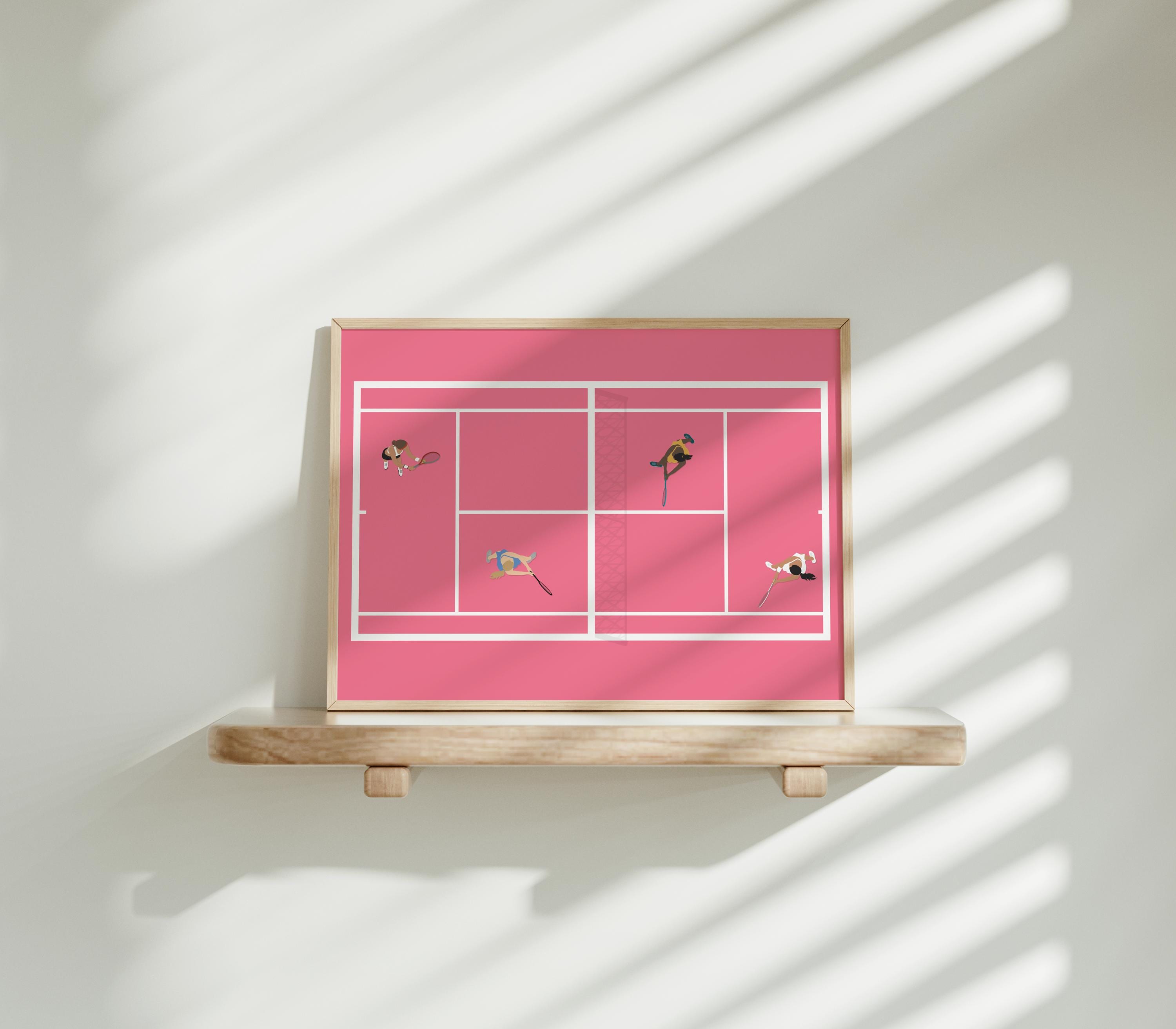 Pink Tennis Court Print | Retro Cute Tennis Art | Gift for Tennis ...
