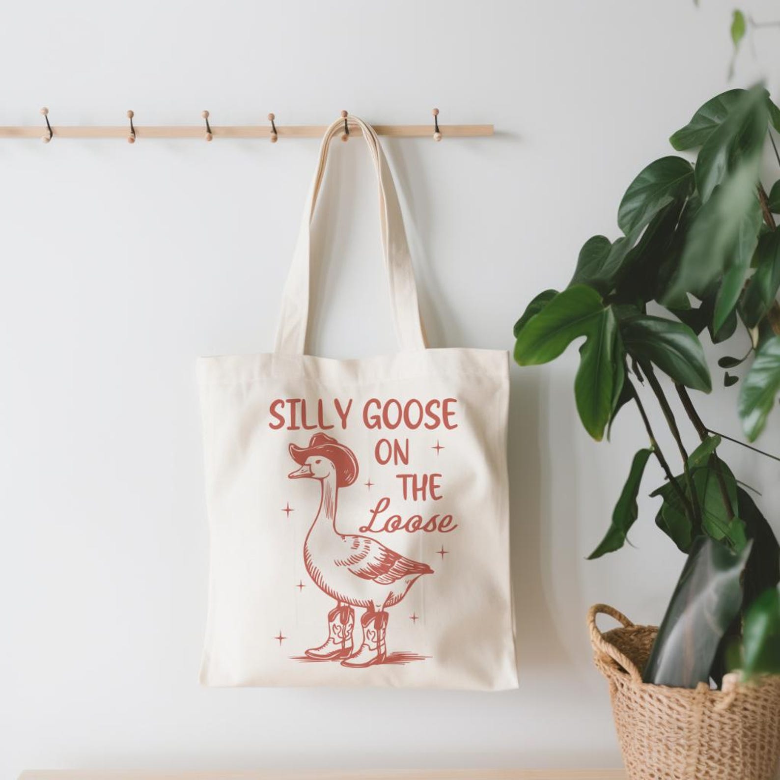 Silly Goose Cowboy Retro Western Tote Bag | Everyday Cute Tote Bag Gift ...