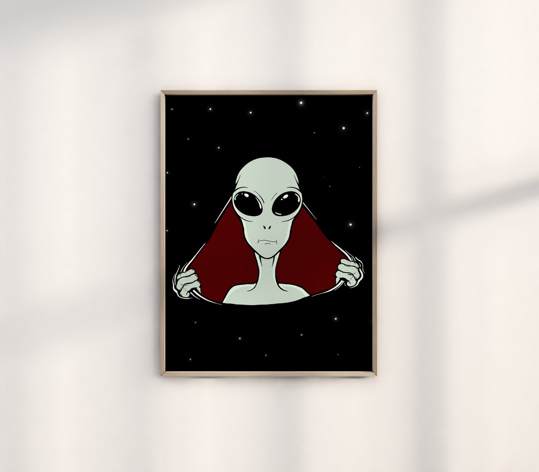 Alien Ripping Space UFO Wall Art Extraterrestrial Poster Outer Space ...