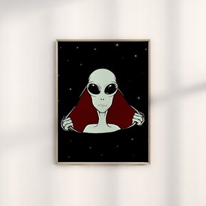 Alien Ripping Space UFO Wall Art Extraterrestrial Poster Outer Space ...
