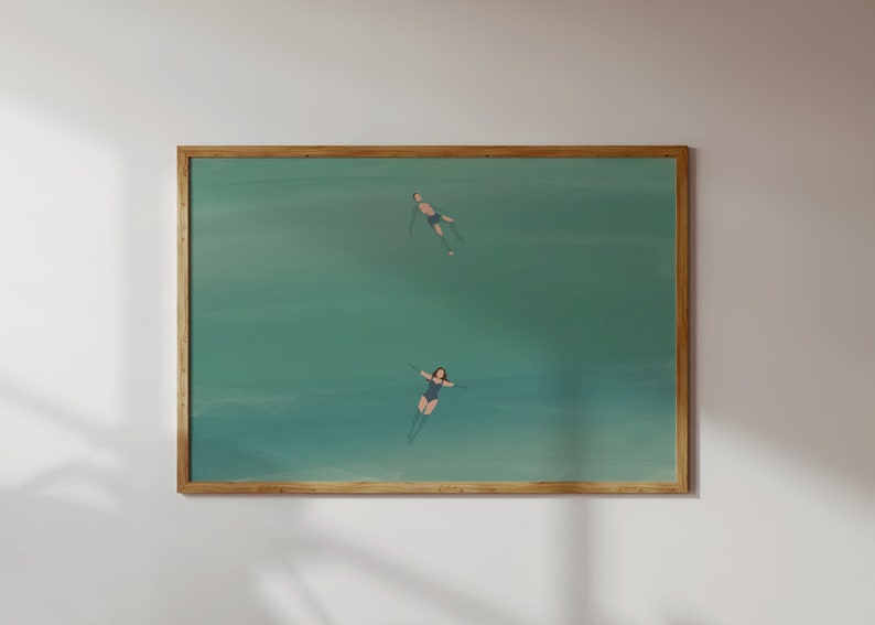 Man and Woman Floating in Water | Swimming Pool Print | Cute Couple ...