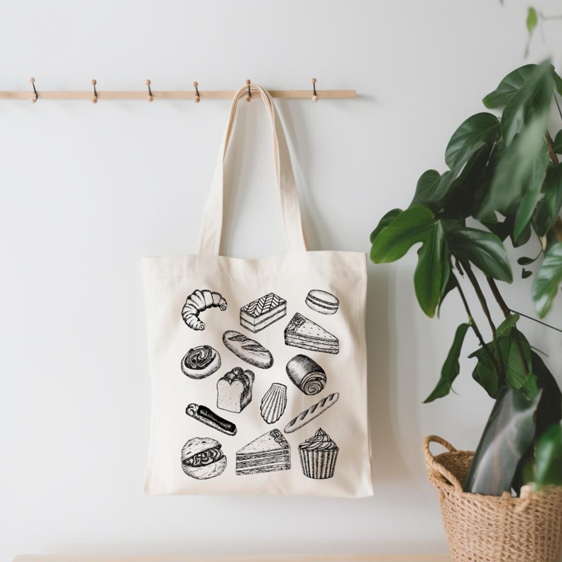 Food Doodle Tote Bag | Birthday Gift for Her Bag | Gift for Best Friend ...