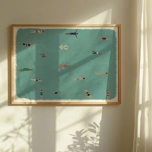 Tiny People Swimming in Pool Art | Swimming Pool Print | Summer Wall ...