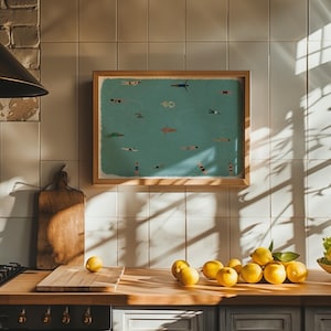 Tiny People Swimming in Pool Art | Swimming Pool Print | Summer Wall ...