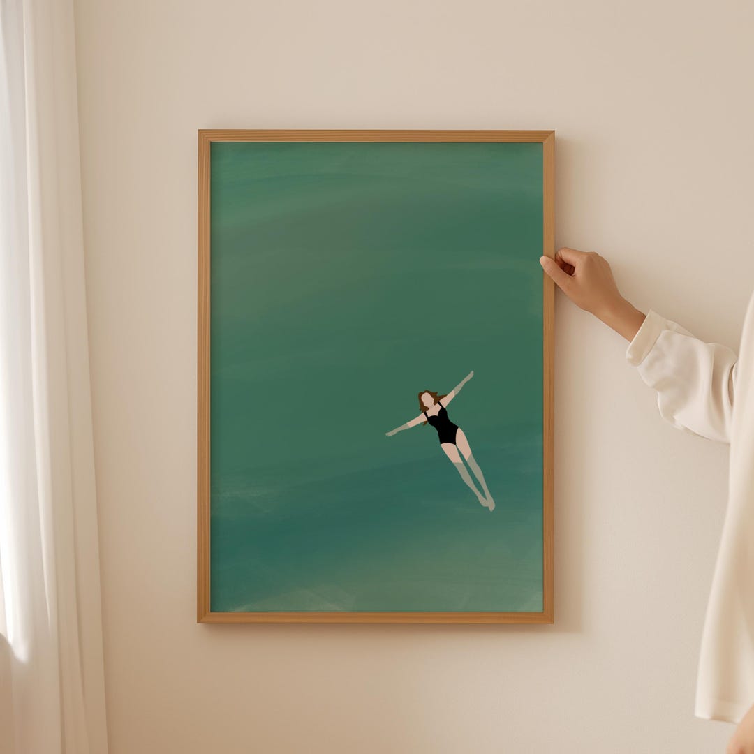Woman Floating in Water Print | Swimming Pool Print | Cute Summer Wall ...