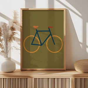 Line Art Bicycle Print Road Bike Poster Gift for Biker Athlete | Olive ...