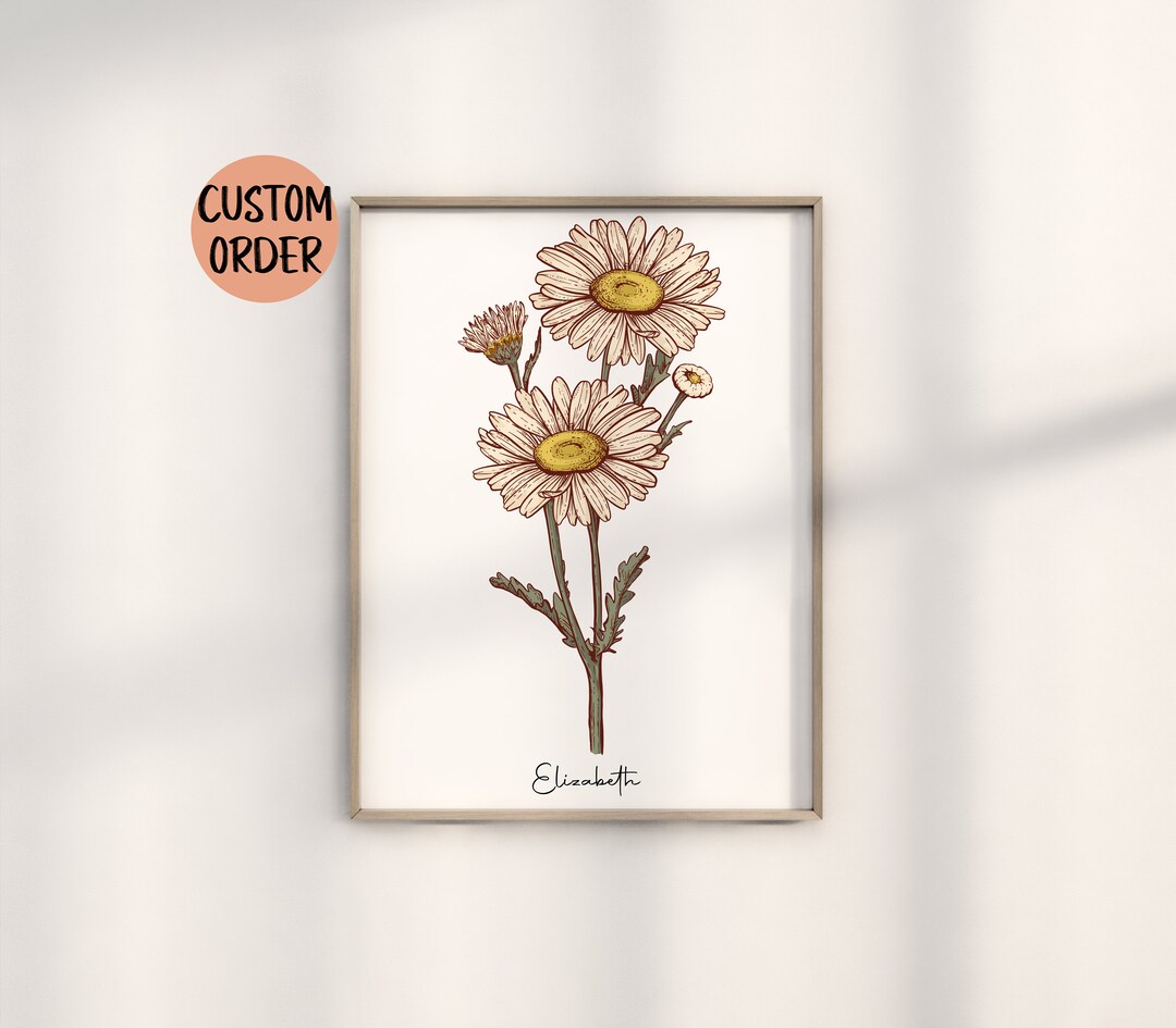 Birth Flower Art | Individual Birth Flower | New Baby Gift | Single ...