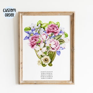 State Flower Bouquet With Coordinates | Mother's Day Gift | Custom ...