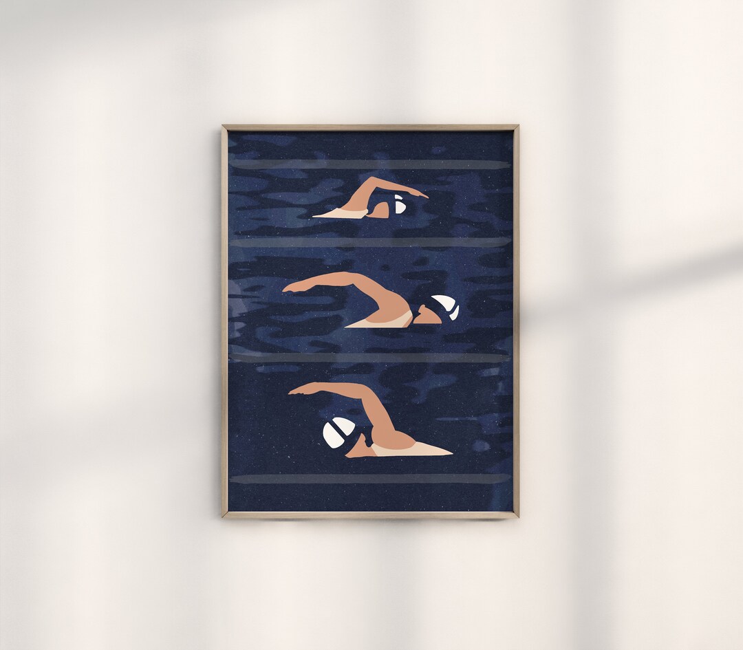 Night Swimmers Pool Art Summer Poster Dark Wall Art Tiny - Etsy