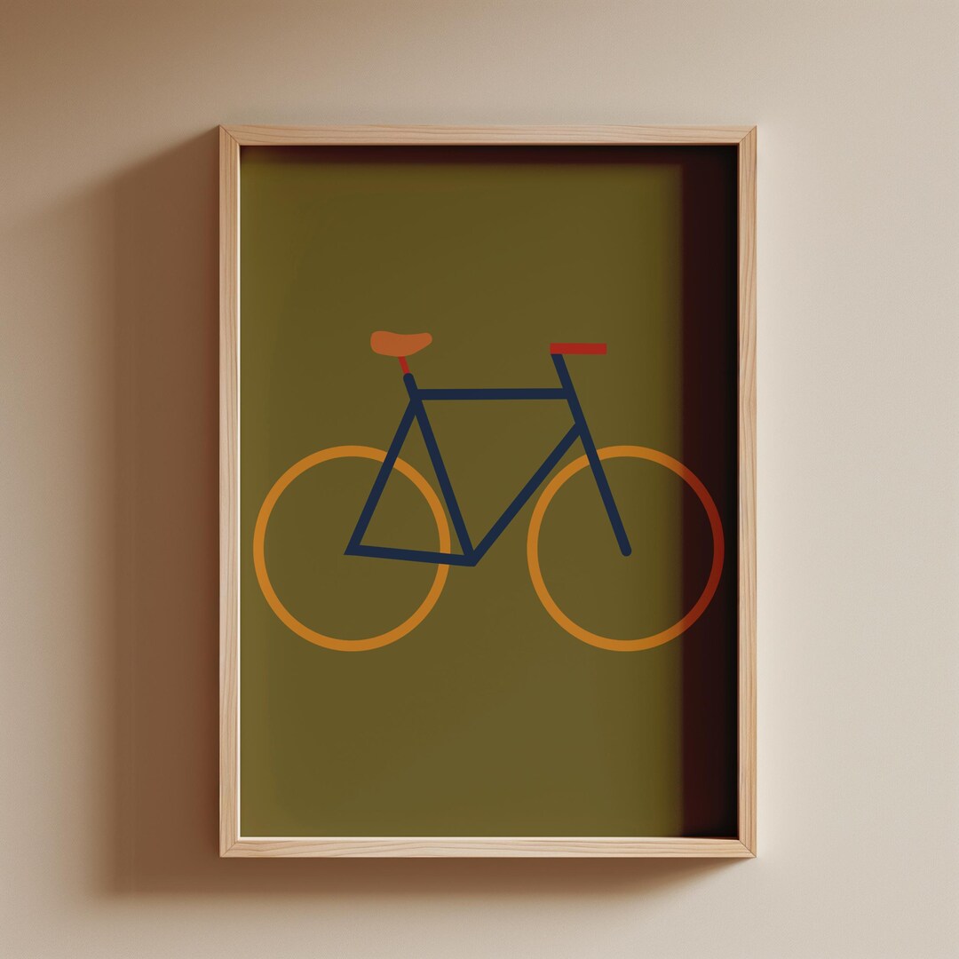 Line Art Bicycle Print Road Bike Poster Gift for Biker Athlete | Olive ...