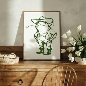 Cowboy Frog Farmer Print | Funny Cute Toad Poster | Southwest Desert ...
