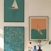 Set of 3 Minimalist Diver Prints | Triptych Beach Wall Art | Sailboat ...