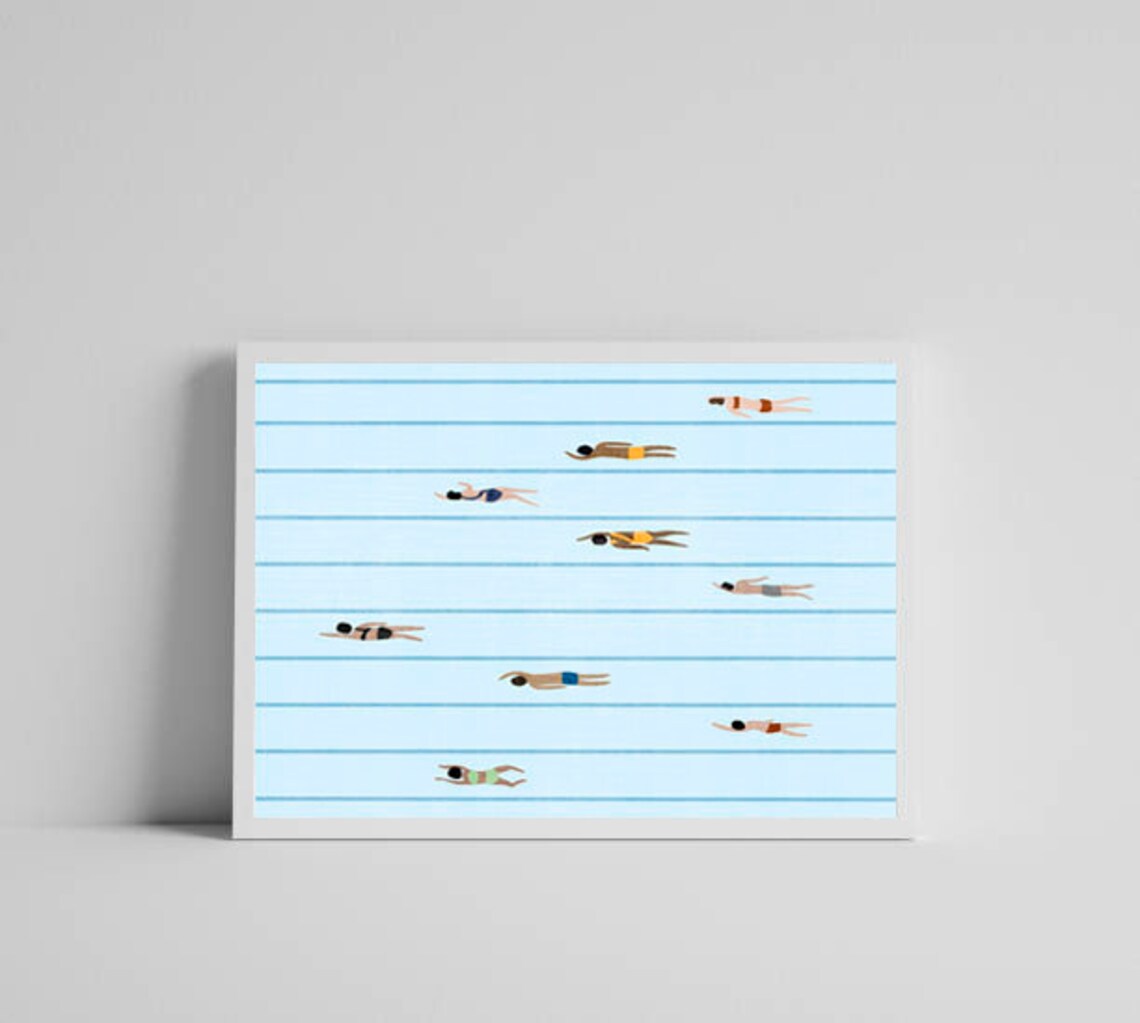 People Swimming in the Pool Pool Art Digital Download - Etsy