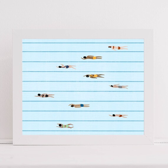 People Swimming in the Pool Pool Art Digital Download - Etsy