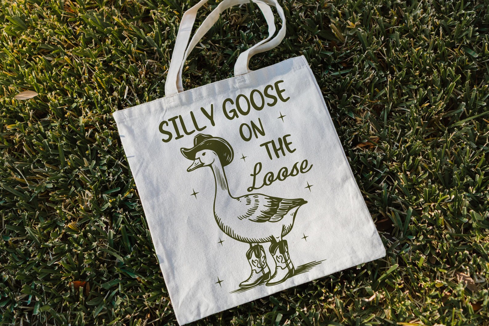 Silly Goose Cowboy Retro Western Tote Bag | Everyday Cute Tote Bag Gift ...