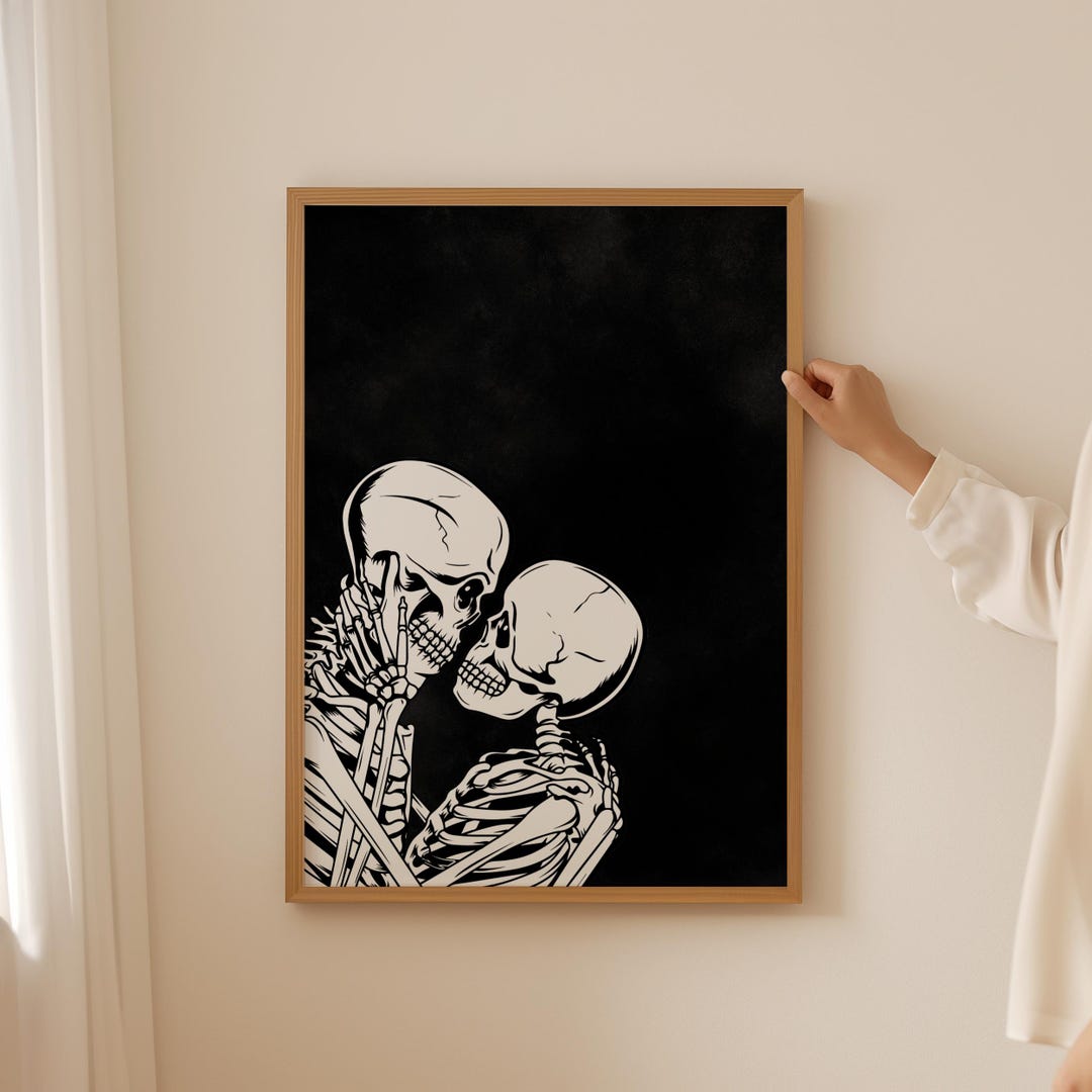 Skeleton Couple Print | Gothic Newlywed Gift, Dark Home Decor (digital ...