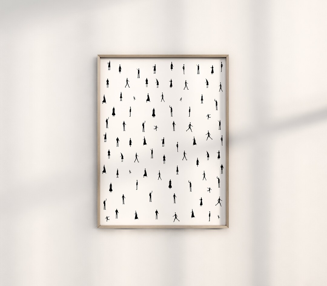 Small People Art Tiny Humans Walking Print Minimalist - Etsy