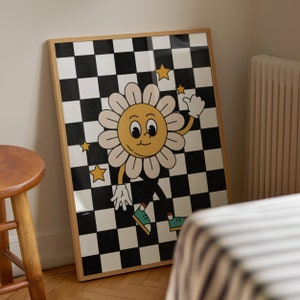 Retro Cartoon Daisy Print | Vintage Daisy Art | Cute Kitchen Decor ...