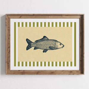 Vintage Fish Print | Antique Unique Wall Art Animal Poster | Horizontal ...