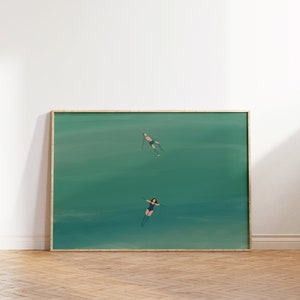 Man and Woman Floating in Water Poster | Swimming Pool Print | Cute ...