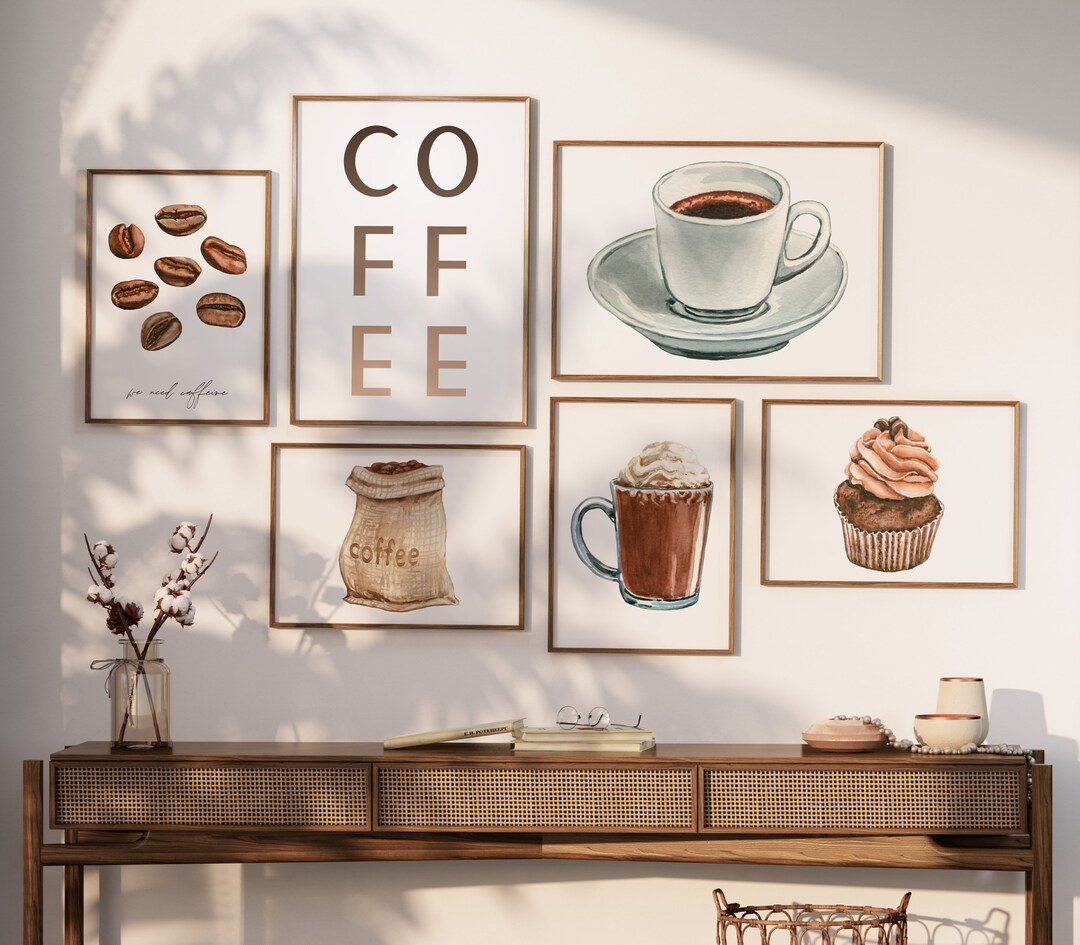 Set of 6 Coffee Bar Prints | Watercolor Food Art | Coffee House Decor ...