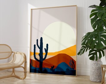 Cactus Desert Sunset - Etsy