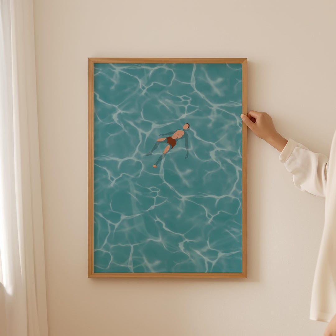 Man Floating in Water | Swimming Pool Wall Art |tiny People Swim ...