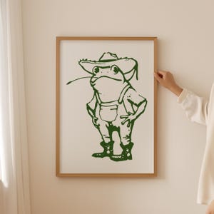 Cowboy Frog Farmer Print | Funny Cute Toad Poster | Southwest Desert ...
