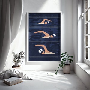 Night Swimmers Pool Art | Summer Poster | Dark Wall Art | Tiny Human ...