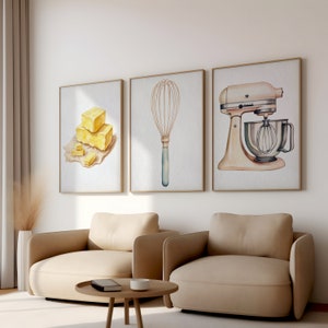Set of 3 Baking Kitchen Prints | Cute Kitchen Decor | Pantry Wall Decor ...