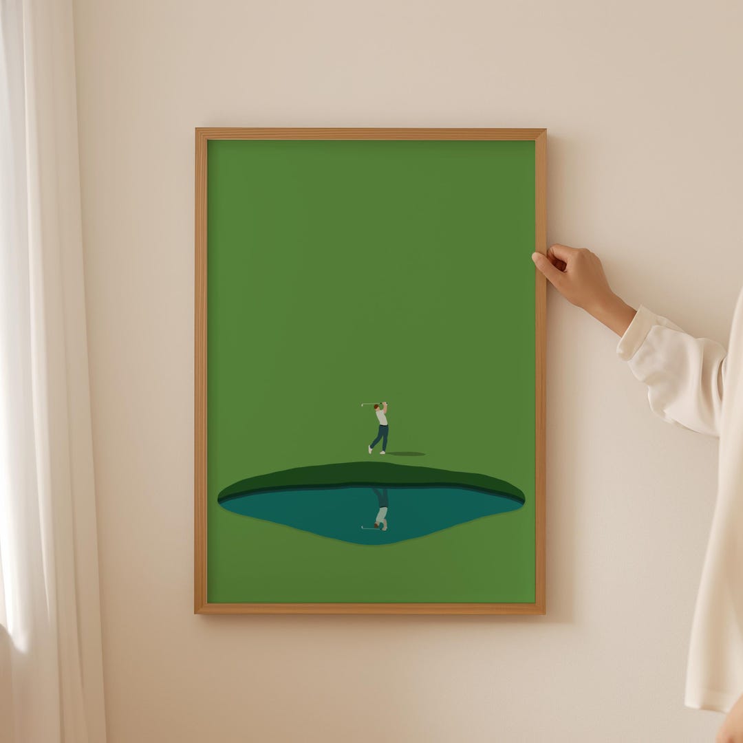 Tiny Golfer Print | Minimalist People Art | Golf Course Gift for Golfer ...