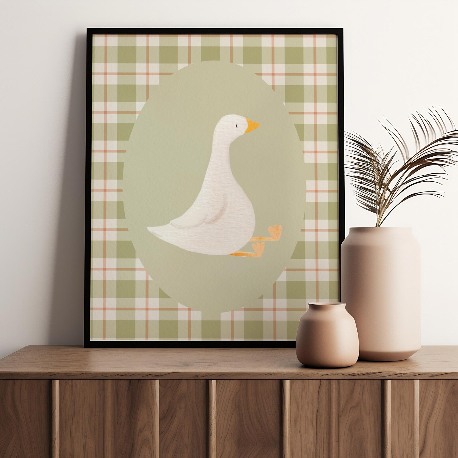 Cute Silly Goose Print | Funny Green Plaid Goose Poster | Easter Goose ...