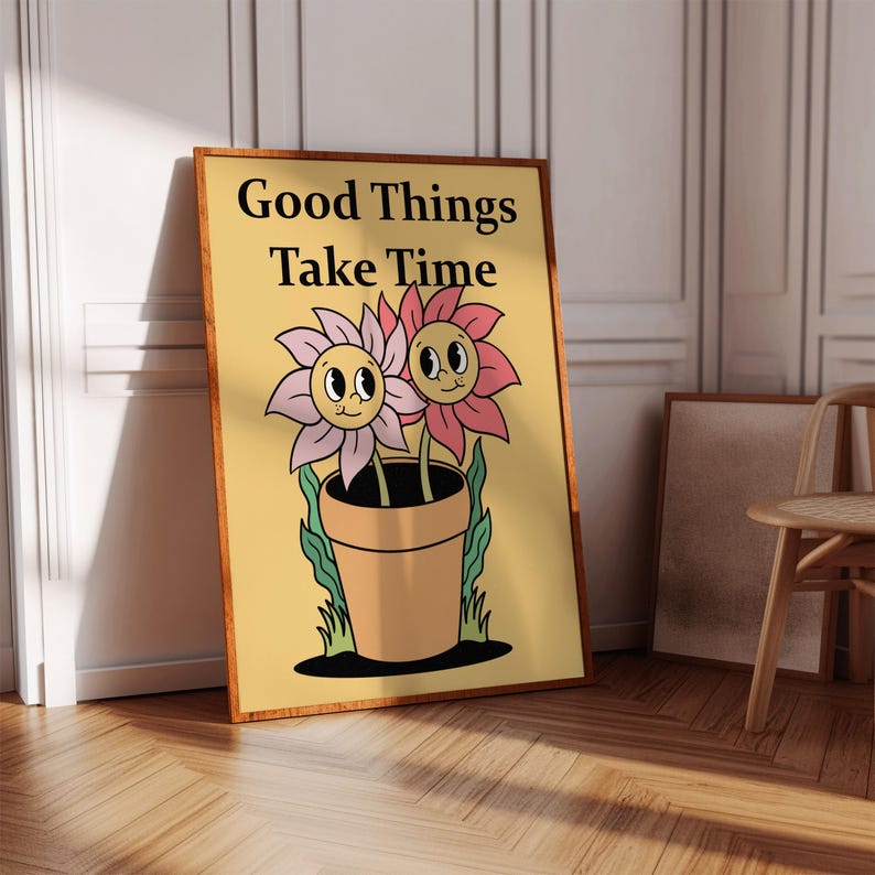 Good Things Retro Cartoon Mascot Print | Affirmations Vintage Classroom ...