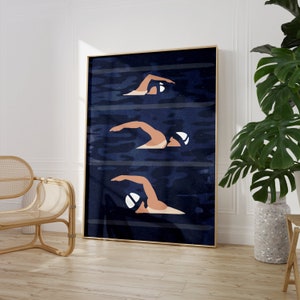 Night Swimmers Pool Art | Summer Poster | Dark Wall Art | Tiny Human ...