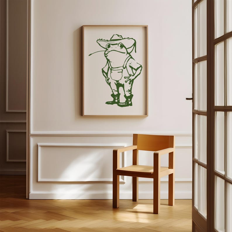 Cowboy Frog Farmer Print | Funny Cute Toad Poster | Southwest Desert ...