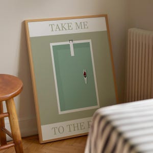 Girl Floating in Pool | Retro Green Swimming Pool Art | Cute Summer ...