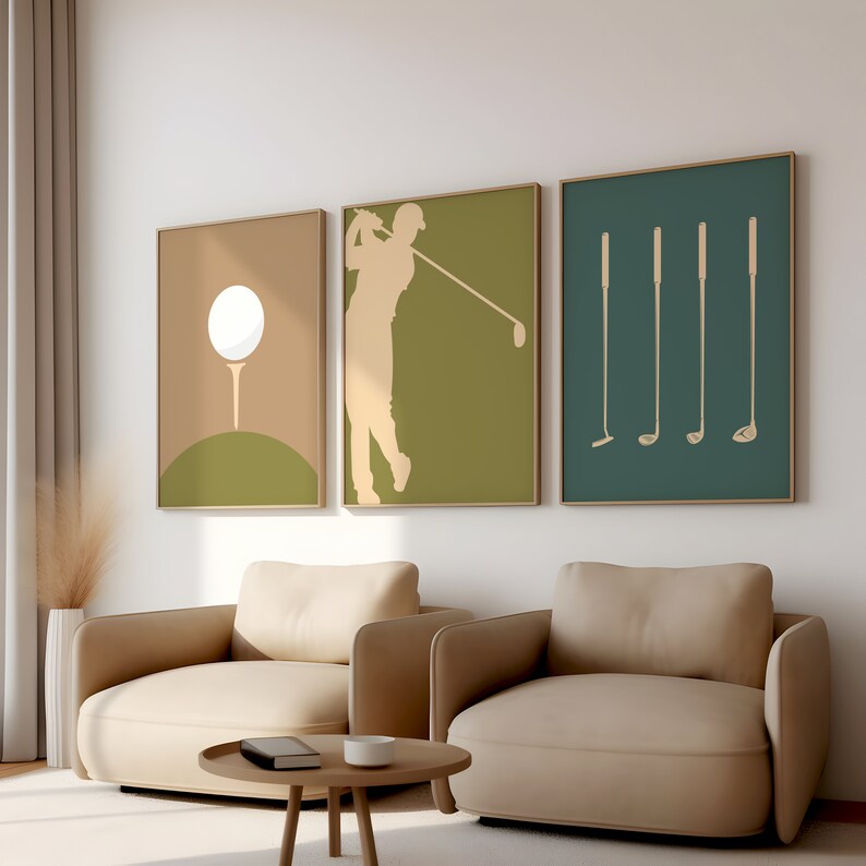 Set of 3 Retro Golf Prints | Office Wall Art | Golfing Posters | Gift ...