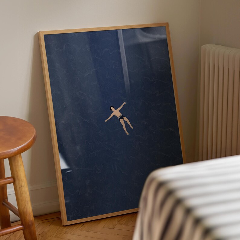 Man Floating in Water | Swimming Pool Wall Art |tiny People Swim ...