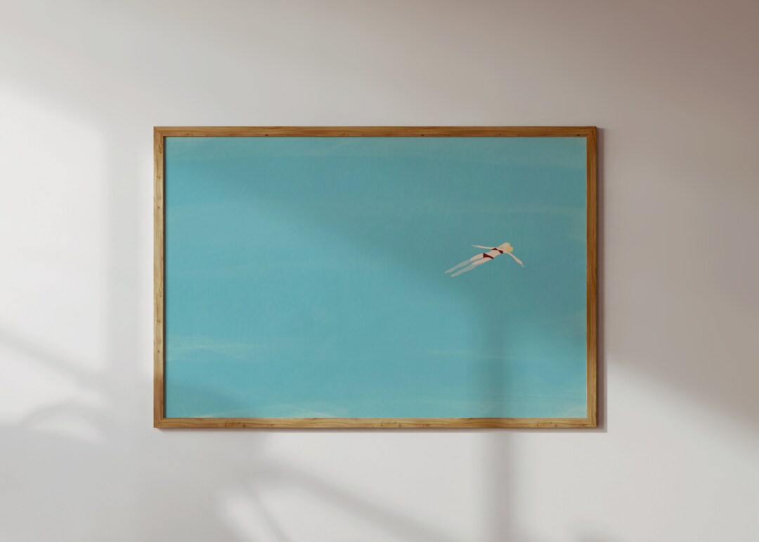 Blonde Girl Floating in Pool | Horizontal Swimming Wall Art ...