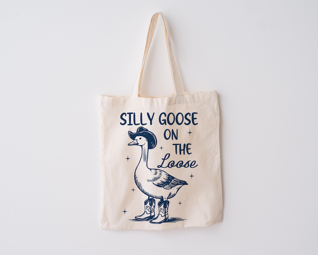 Silly Goose Cowboy Retro Western Tote Bag | Everyday Cute Tote Bag Gift ...